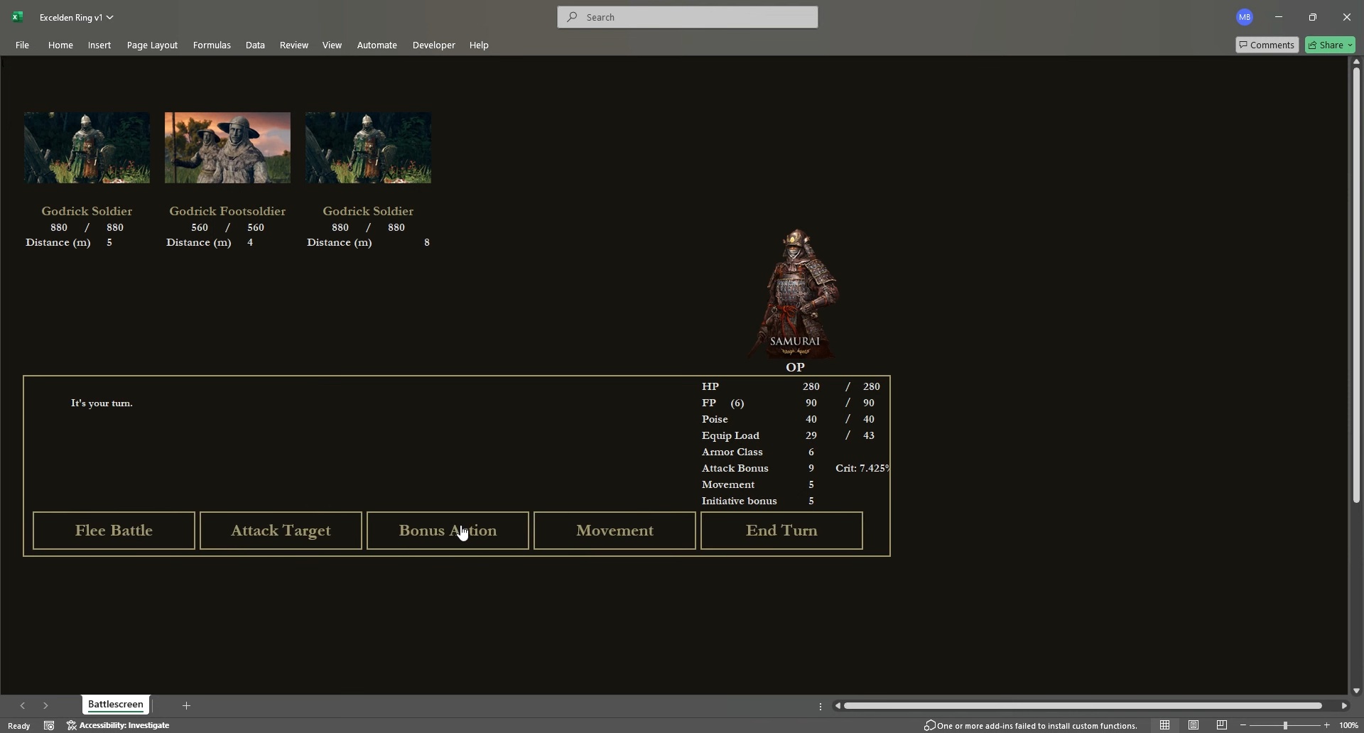 Elden Ring перенесли в Microsoft Excel